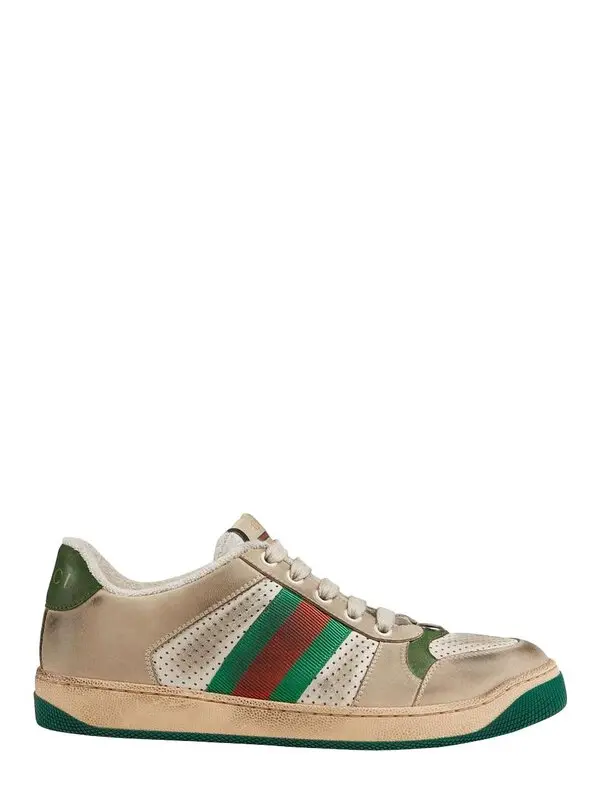 Gucci Screener Distressed Sneakers - Cream