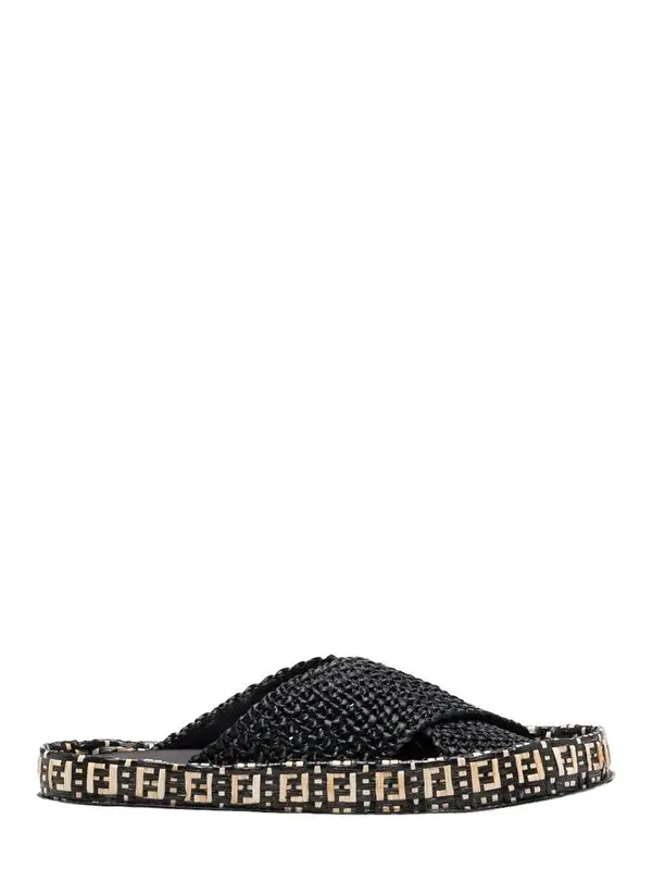 Fendi Raffia Slides - Black