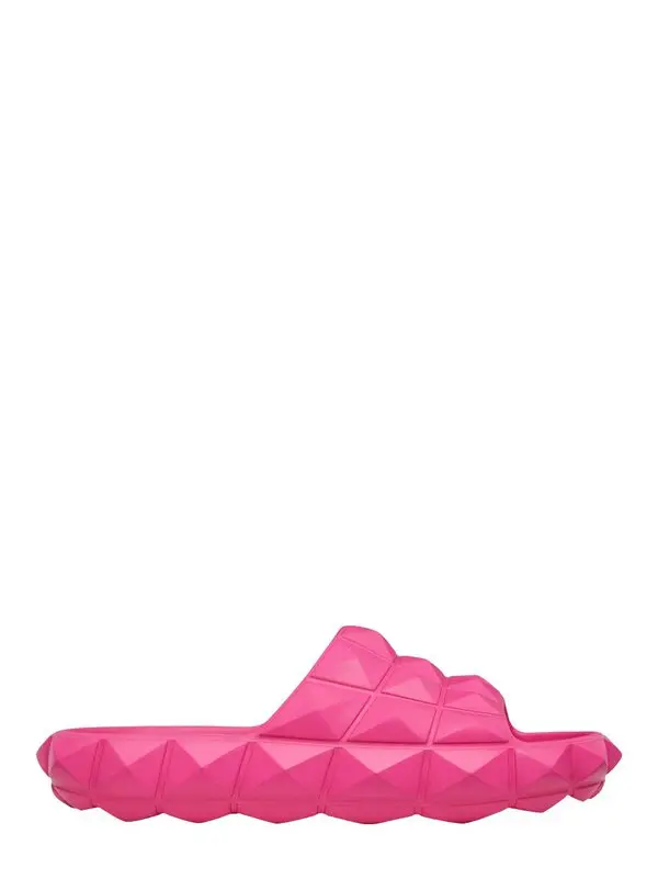 Valentino Garavani Rubber Roman Stud Turtle Slider - Pink