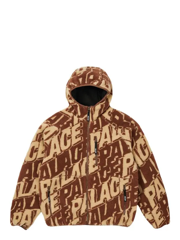 PALACE Jacquard Fleece Hooded Jacket - Tan