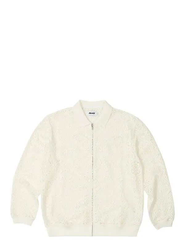 PALACE Crochet Zip Long-sleeve Polo - White