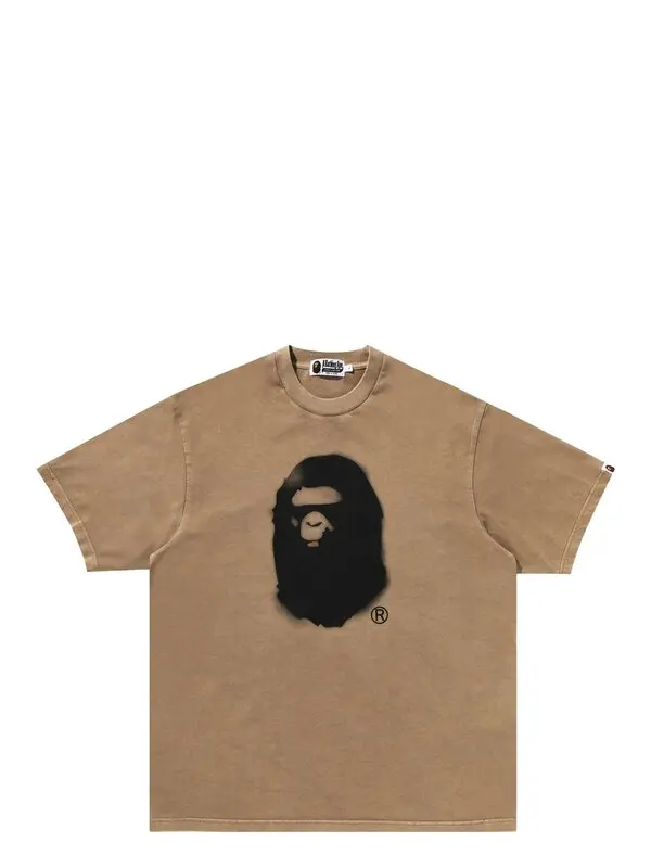 A BATHING APE Spray Ape Head Relaxed Fit Tee - Tan