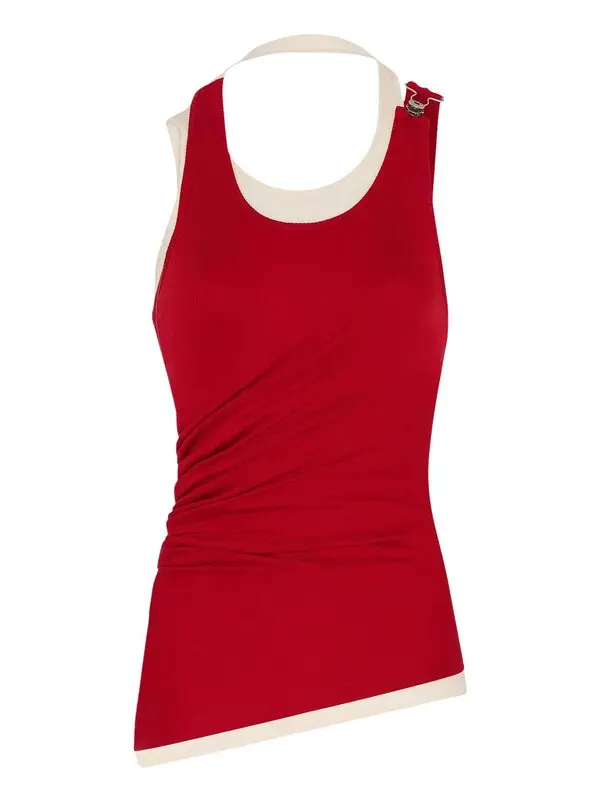 Jean Paul Gaultier Draped Double Tank Top - Red