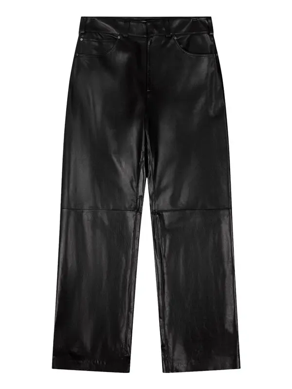 ENTIRE STUDIOS Straight Leg Leather Pants - Black