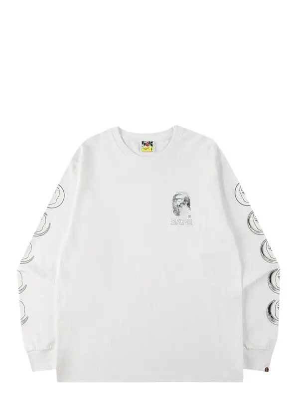 A BATHING APE Ape Head Moon Long-sleeve Tee - White