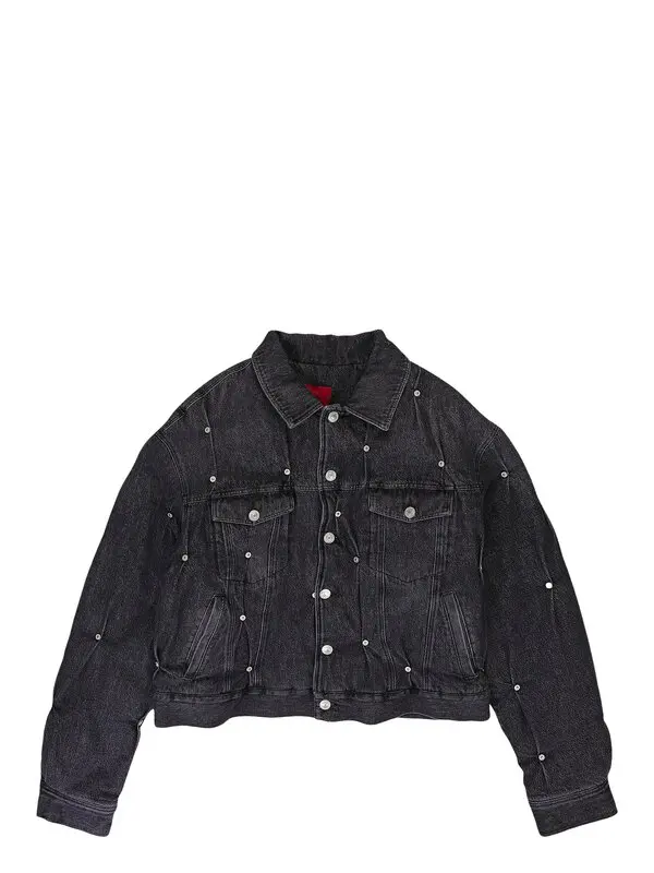 KUSIKOHC Padded Multi Rivet Denim Jacket - Black
