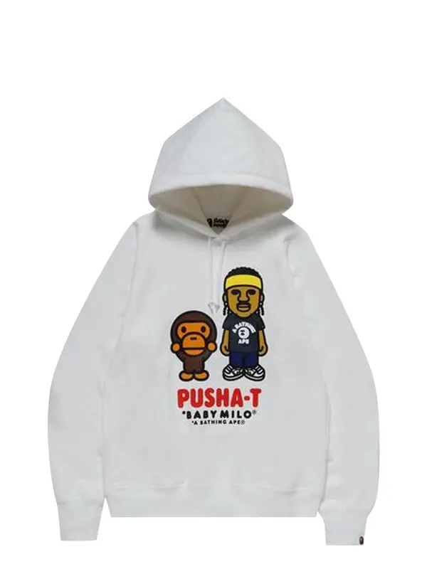 A BATHING APE X Pusha-t Baby Milo Pullover Hoodie - White