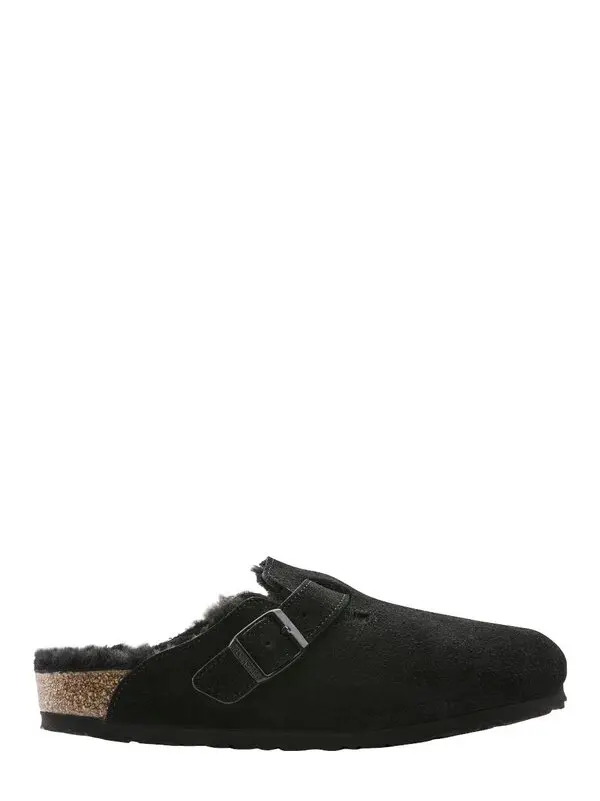 BIRKENSTOCK Boston Shearling Suede Narrow Clogs - Black