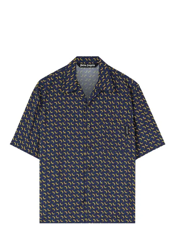 Palm Angels Printed Bowling Shirt - Blue
