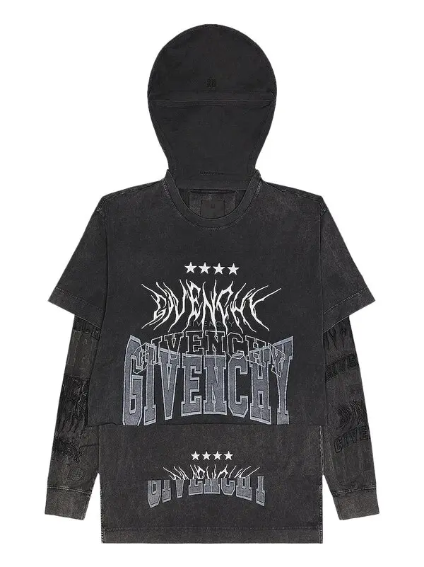 Givenchy Layered Graphic T-shirt With Balaclava - Grey
