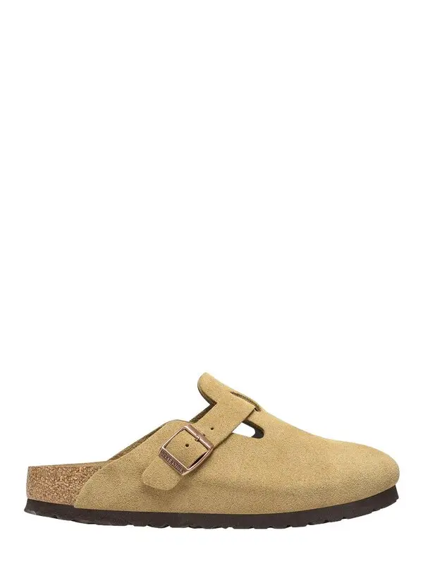 BIRKENSTOCK Boston Suede Leather Clogs - Cream