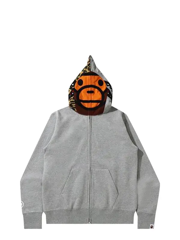 BAPE Milo Shark Zip Up Hoodie - Grey
