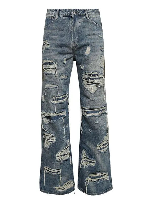 WHO DECIDES WAR BY EV BRAVADO Side Patch Relaxation Denim Jeans - Blue