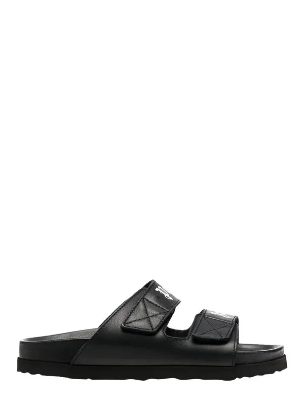 Palm Angels Logo Print Sandals - Black