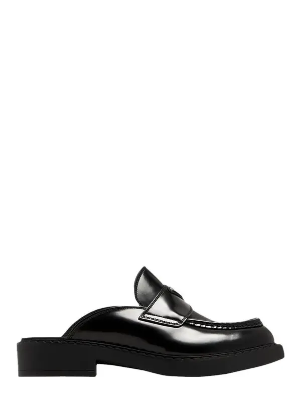 Prada Brushed Leather Mule - Black