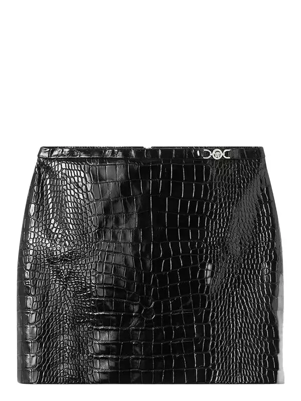 Versace Crocodile Effect Mini Skirt - Black