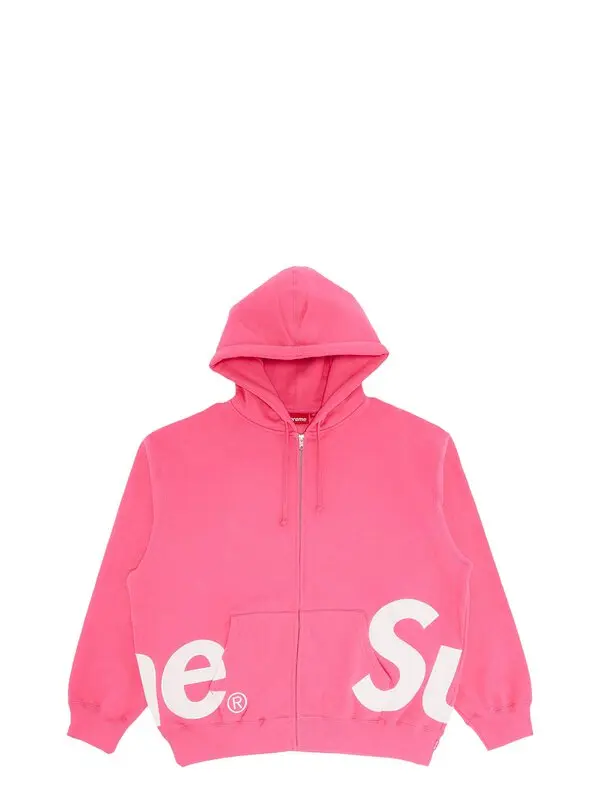 Supreme Big Logo Zip Up Hooded Sweatshirt - Pink