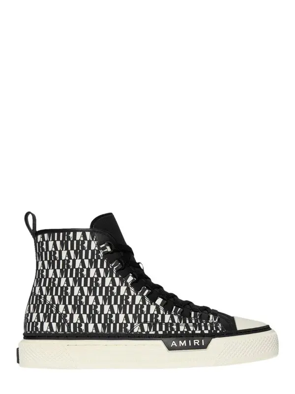 Amiri Court High Allover Logo Sneakers - Black