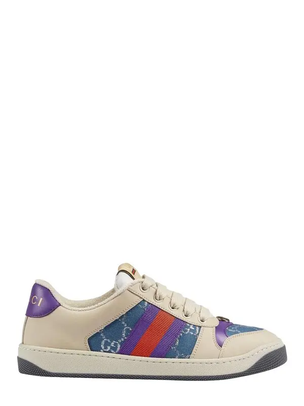 Gucci Screener Gg Lamé Sneakers - Blue