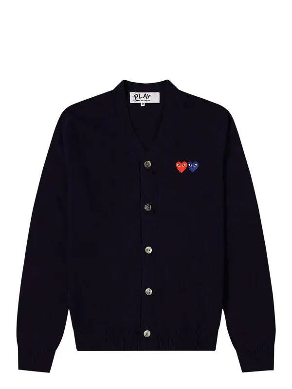 Play Comme Des Garcon Cardigan With Applique - Blue