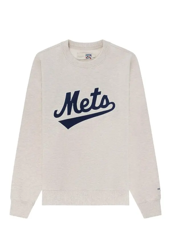 Aimé Leon Dore X New York Mets Chainstitch Crewneck Sweatshirt - Grey