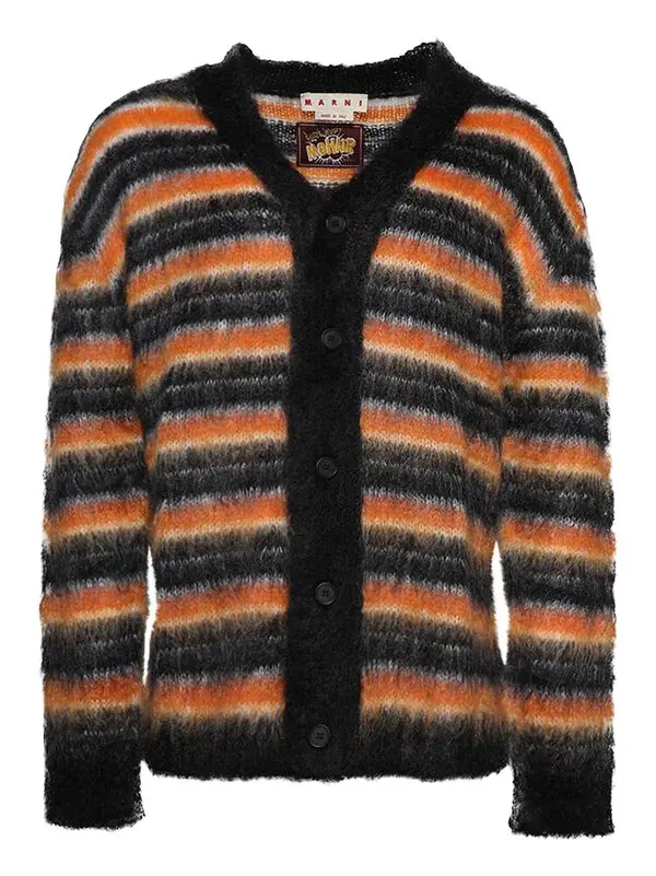 Marni Striped Mohair Cardigan - Black