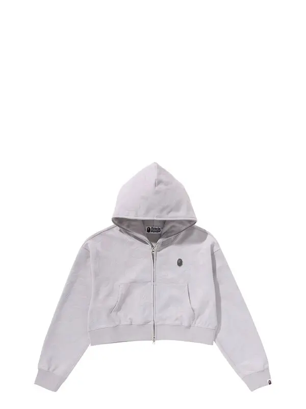 A BATHING APE Solid Camo Jacquard Cropped Zip Hoodie - Grey