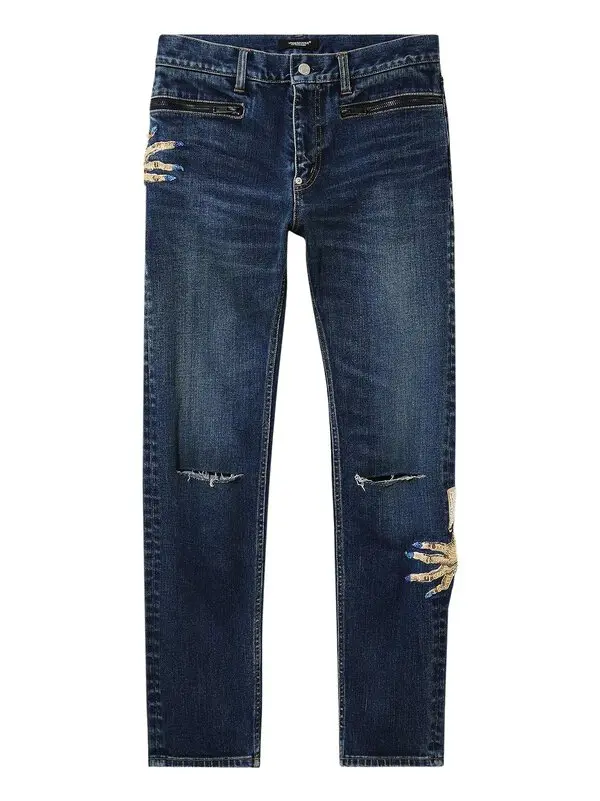 UNDERCOVERISM Embroidered Denim Jeans - Blue