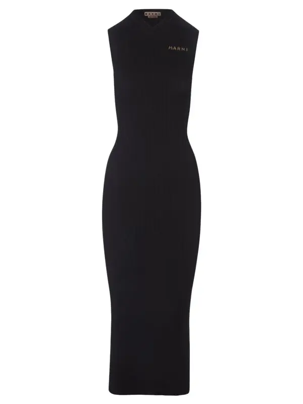 Marni Long Ribbed Dress - Black