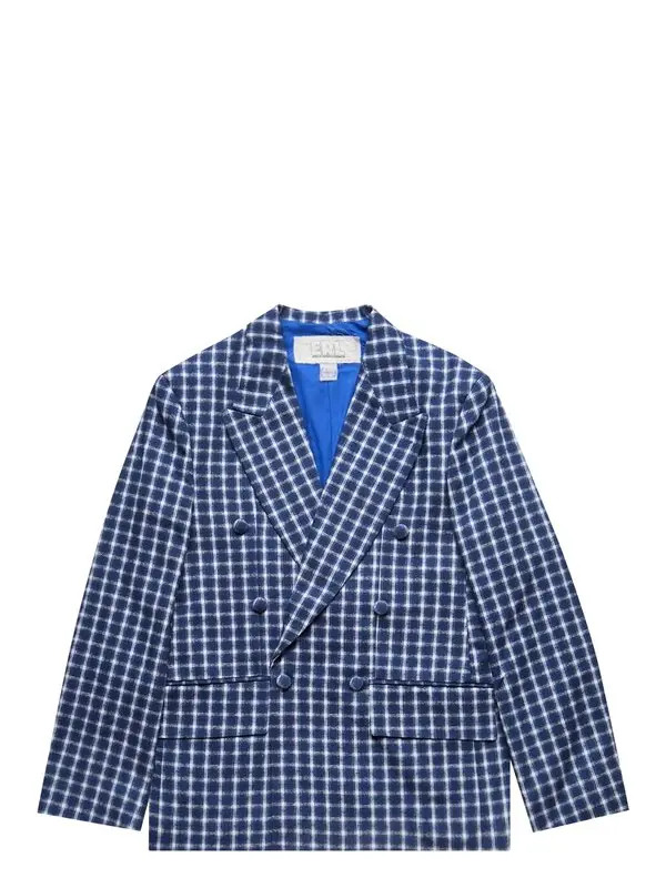 ERL Check Double Breasted Jacket - Blue
