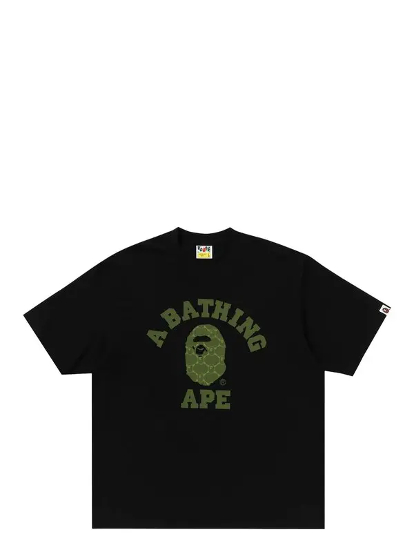 A BATHING APE College Monogram Relaxed Fit Tee - Black
