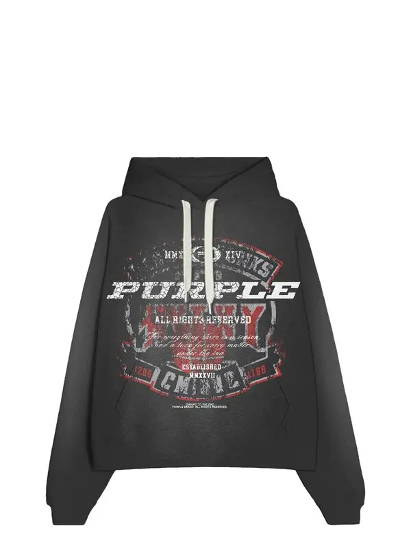 PURPLE BRAND Fleece Pullover Hoodie - Black