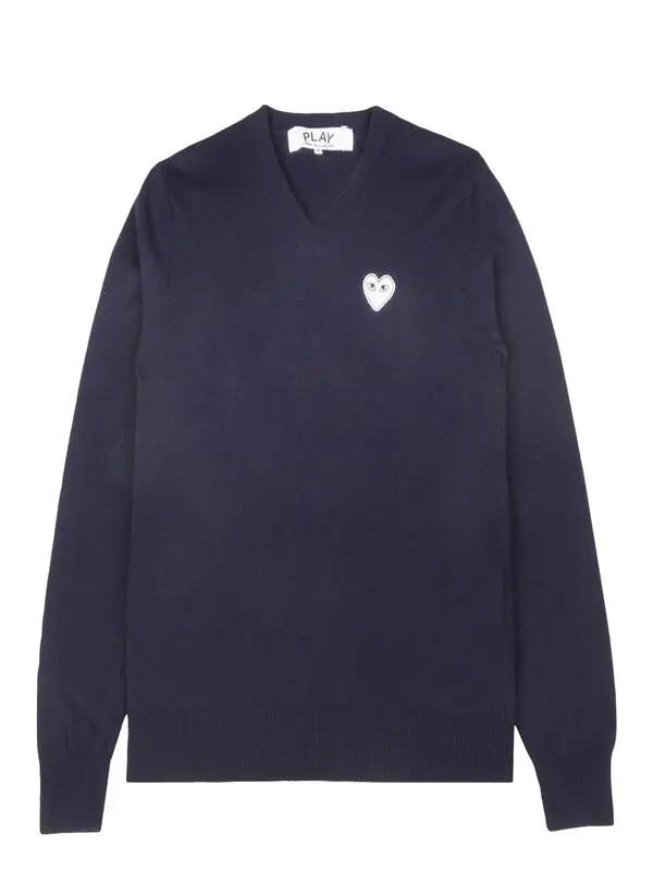 Play Comme Des Garcon Heart V-neck Sweater - Blue
