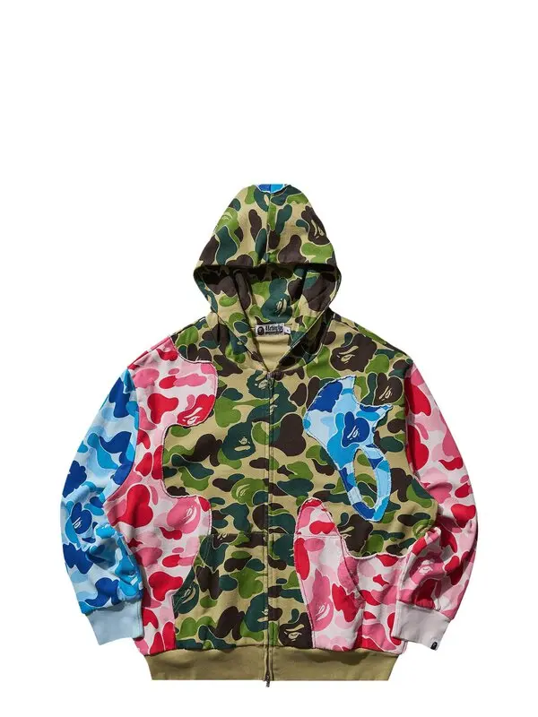 A BATHING APE Abc Camo Patchwork Relaxed Fit Zip Hoodie - Multicolor