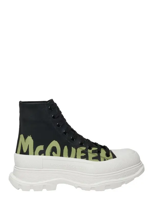 Alexander McQueen Tread Slick Graffiti Logo Boots - Black