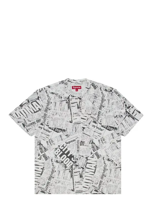 Supreme Newspaper Print Short-sleeve Top - White