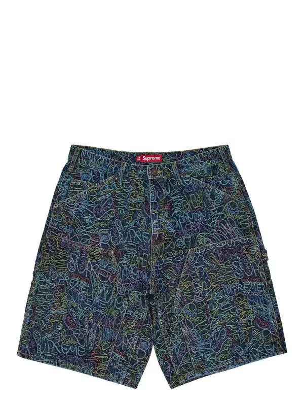 Supreme Handwriting Double Knee Denim Short - Blue
