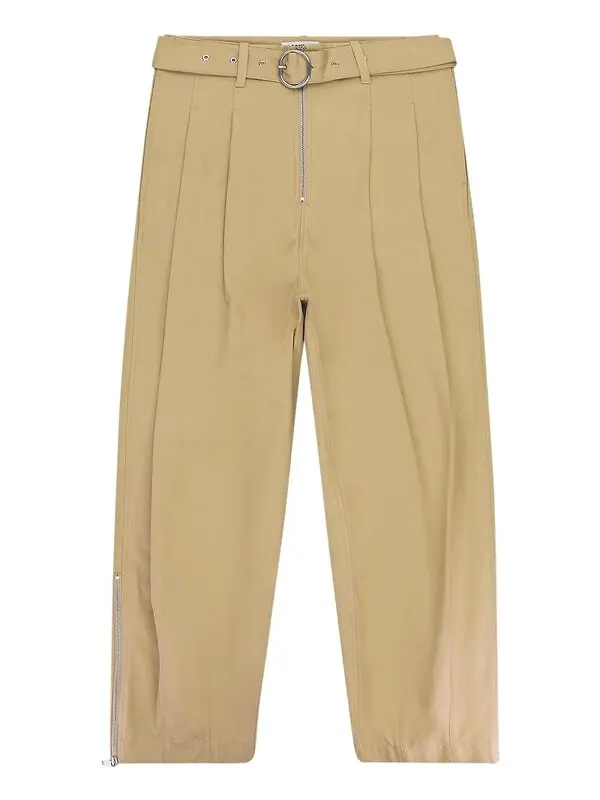 JIL SANDER Belted Pleated Trousers - Tan