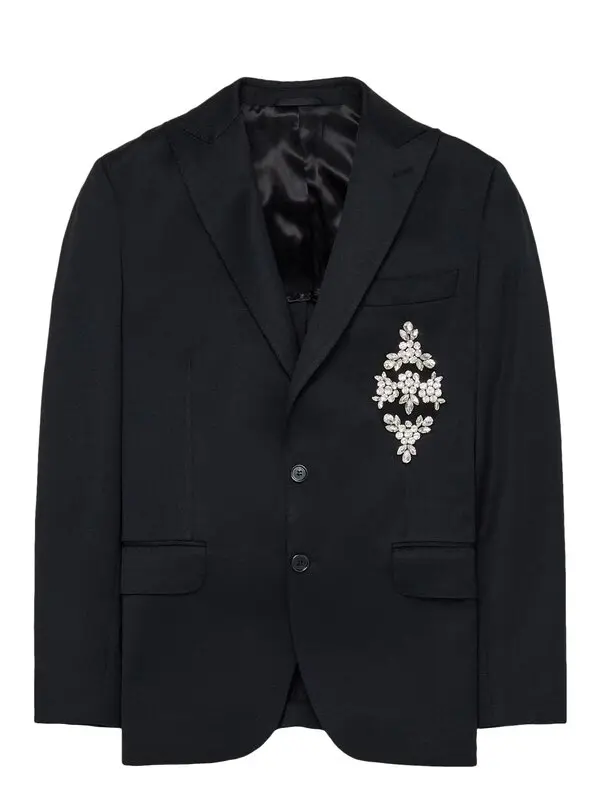 Simone Rocha Embellished Longline Plunge Jacket - Black