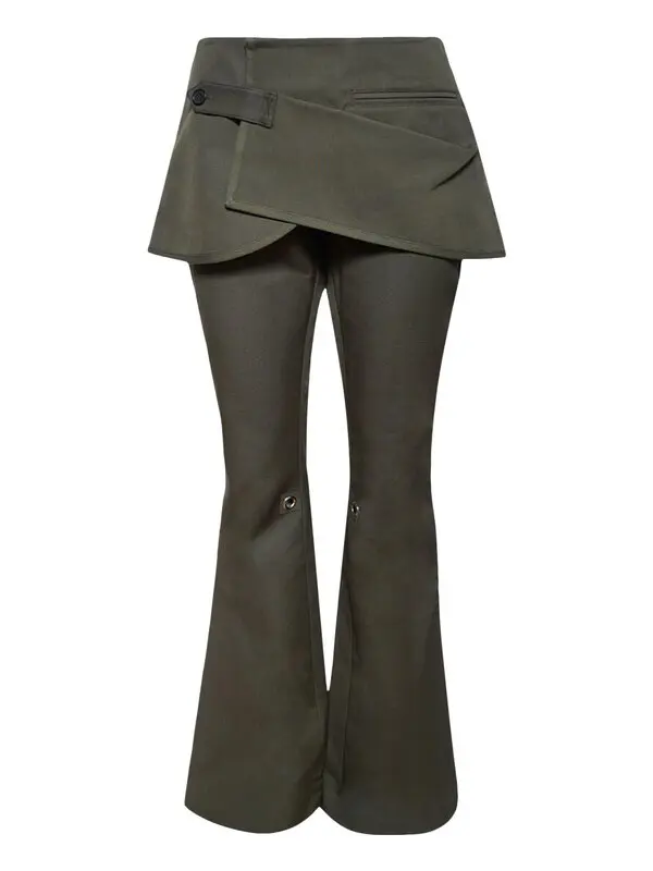 COURREGES Overskirt Bootcut Pants - Green
