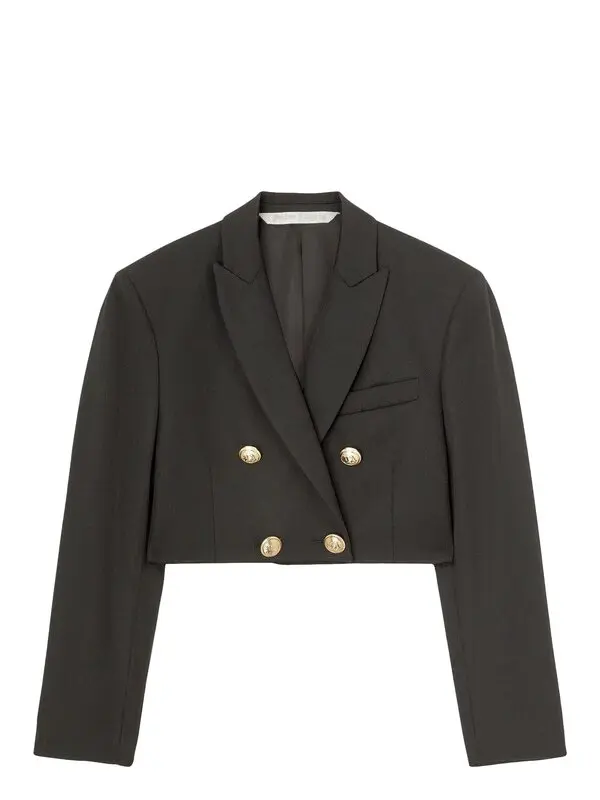 Palm Angels Cropped Boyfriend Blazer - Black