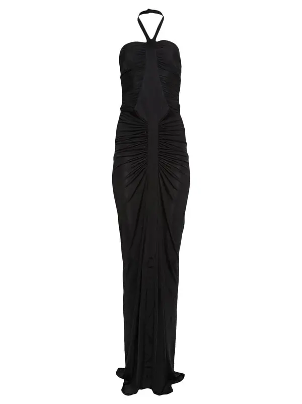 Saint Laurent Halter Neck Maxi Dress - Black