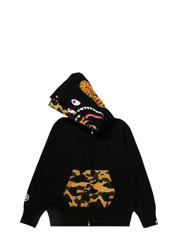 A BATHING APE 1st Camo Shark Full Zip Double Hoodie - Black