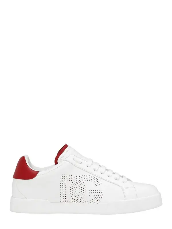 Dolce & Gabbana Portofino Perforated Dg Logo Sneakers - White
