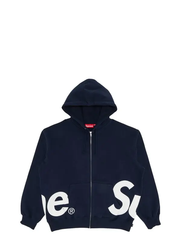 Supreme Big Logo Zip Up Hooded Sweatshirt - Blue