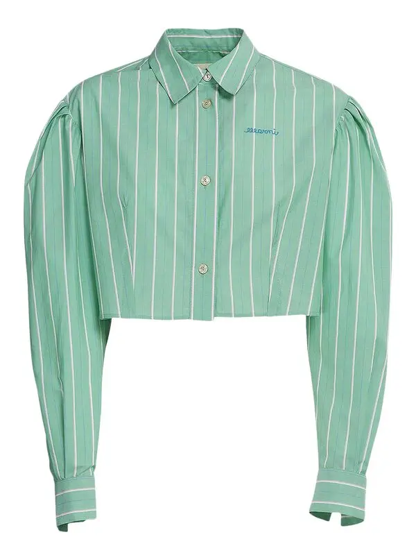 Marni Cropped Box Long-sleeve Button Down - Green