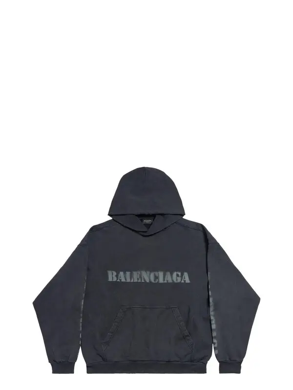 Balenciaga Stencil Molleton Archetype Faded Hoodie - Black