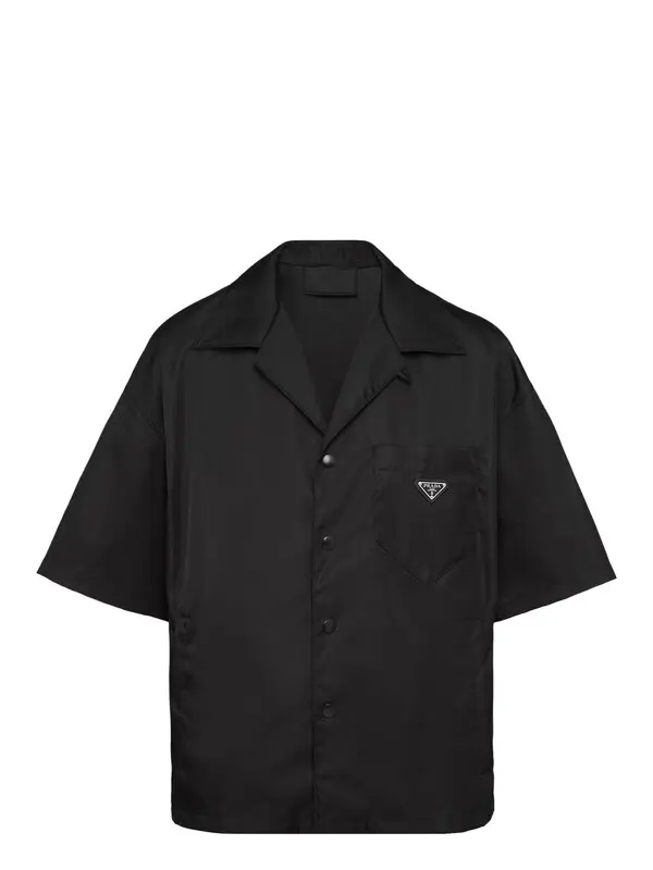 Prada Re-nylon Cropped Bowling Shirt - Black