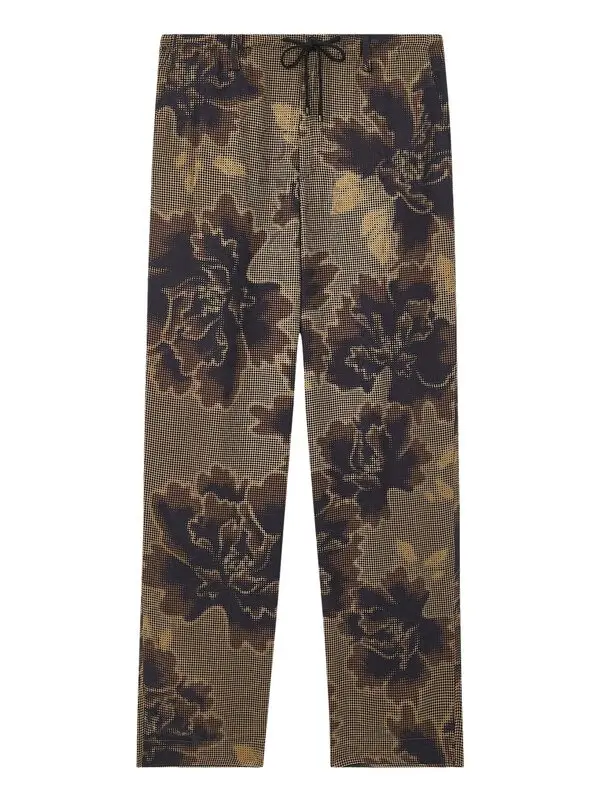 Dries Van Noten Floral Jacquard Drawstring Pant - Brown