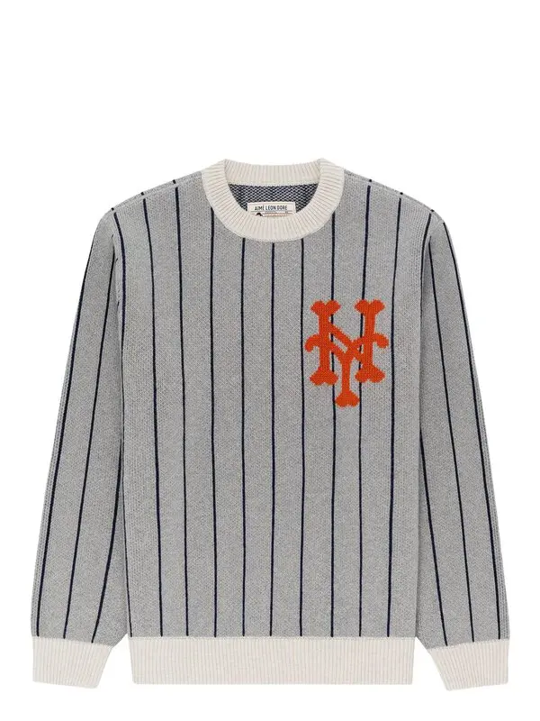 Aimé Leon Dore X New York Mets Pinstripe Sweater - Silver